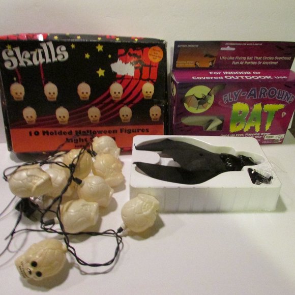 Holiday | Vintage Halloween Decor Skul Blow Mold String Lights And ...